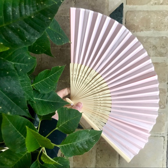Accents | Like New Baby Pink Wooden Fan | Poshmark